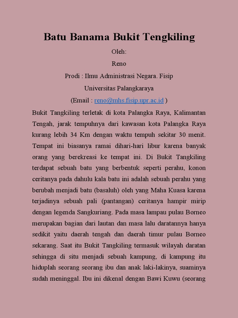 Legenda Batu Banama Tangkiling | PDF | Agama & Spiritualitas