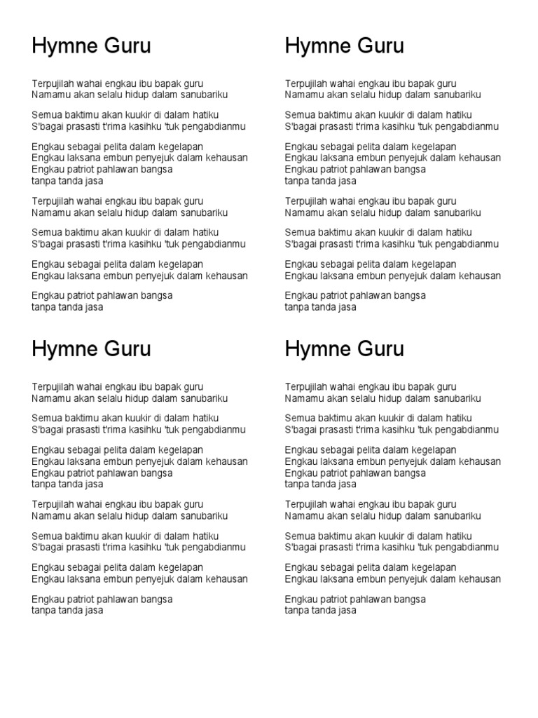 Lirik Hymne Guru | PDF