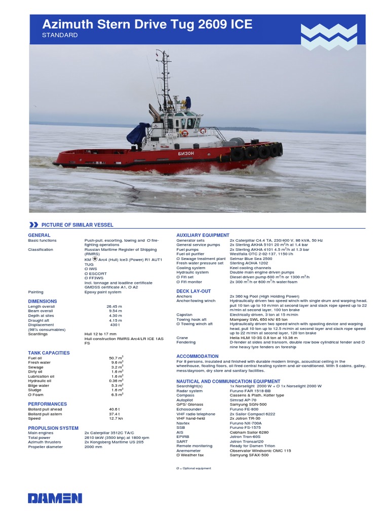 Azimuth Stern Drive Tug 2312 Azimuth Stern Drive Tug 2609 ICE | PDF ...