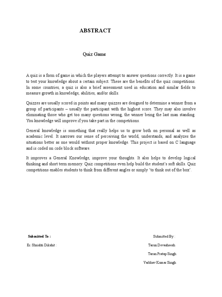 Abstract On Quiz | PDF