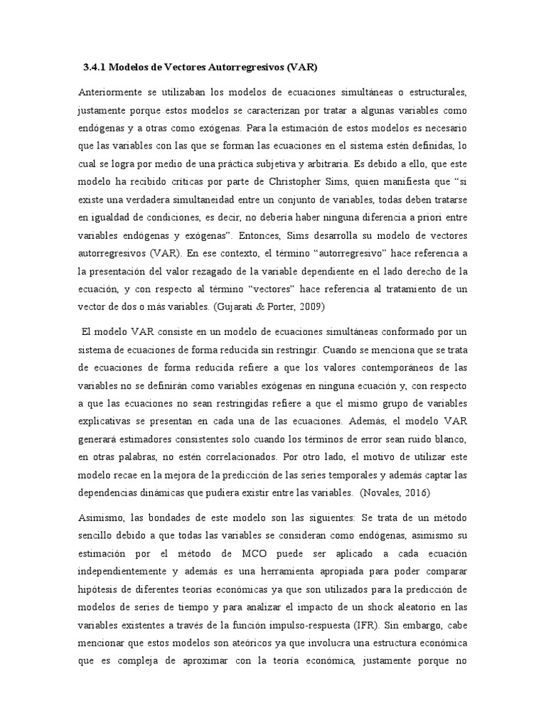 Modelos de Vectores Autorregresivos (VAR) | PDF | Econometría | Métodos ...