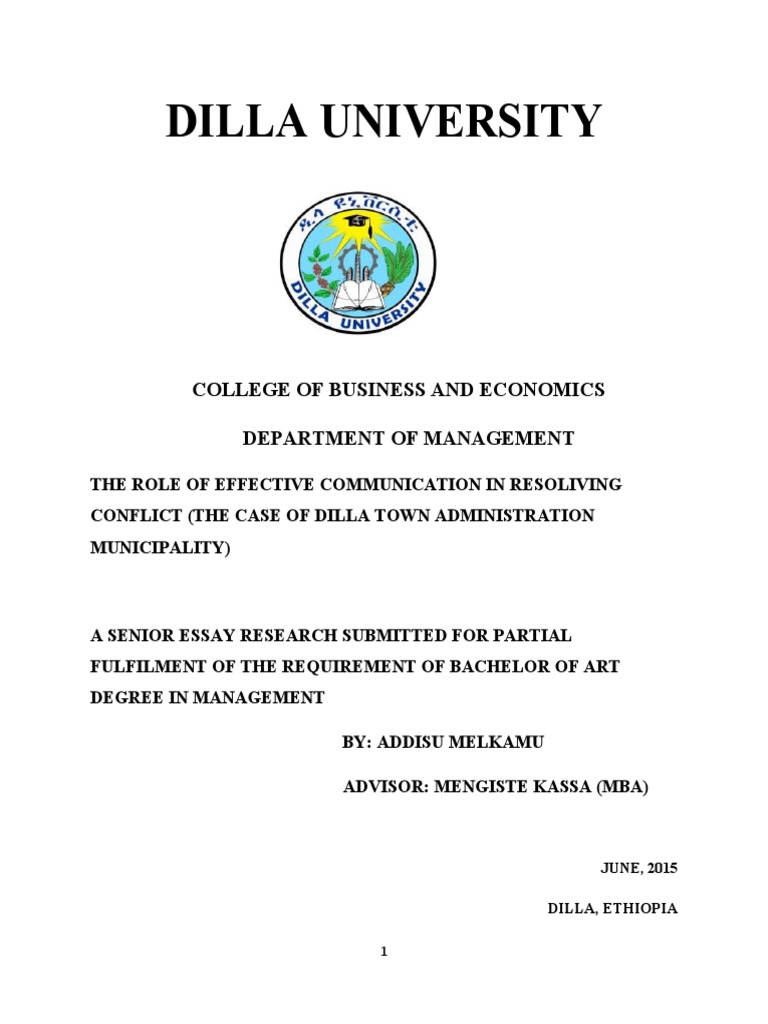 Dilla University: College of Business and Economics Department of ...