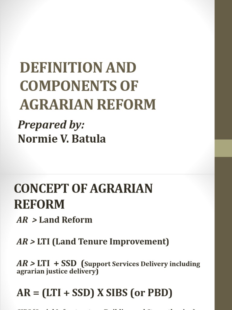 Concept and Components of Agrarian Reform | PDF