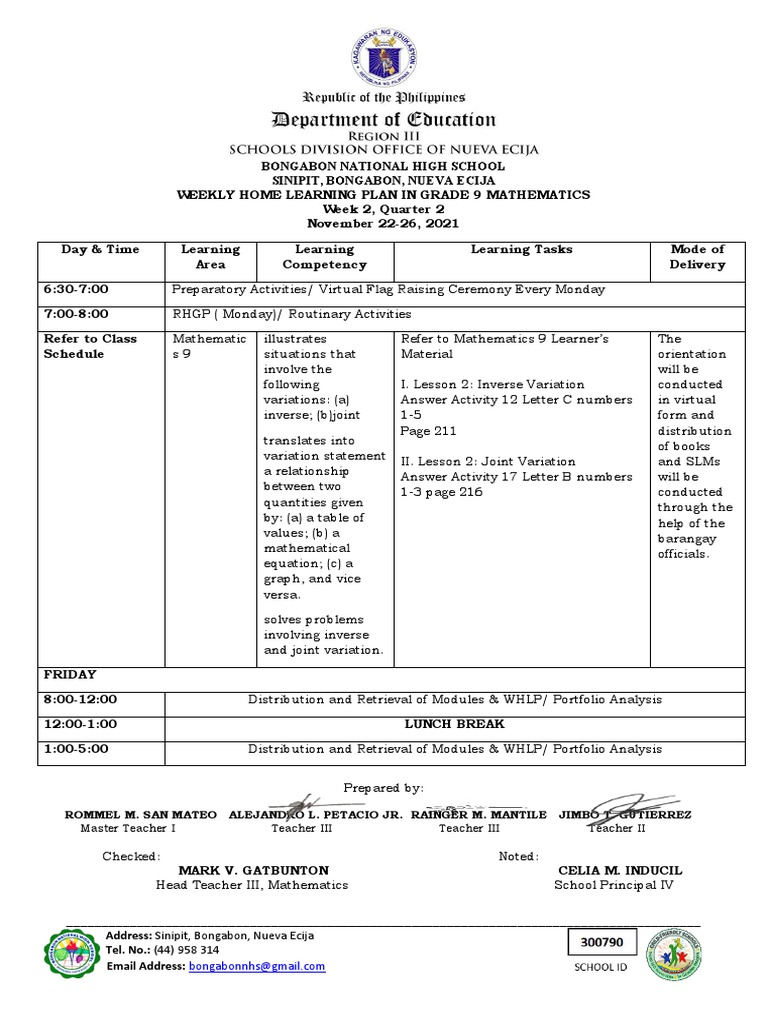 Math WHLP Q2 Week2 | PDF | Learning | Education Theory