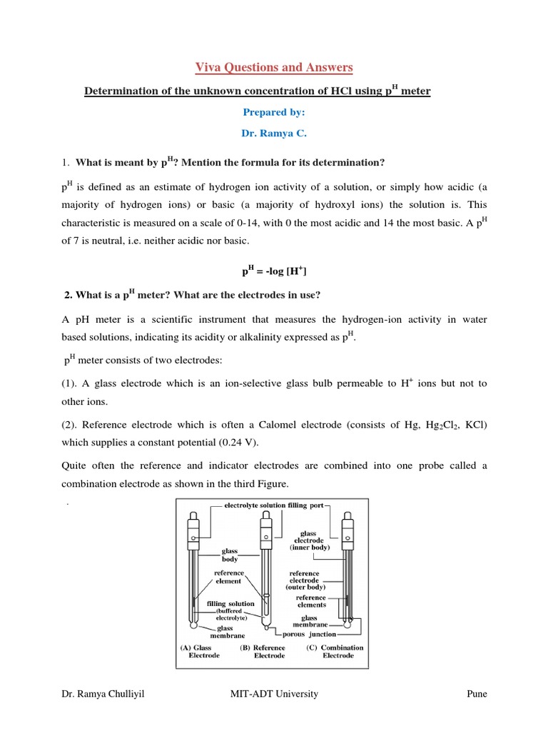 Viva Questions and Answers: Determination of The Unknown Concentration ...