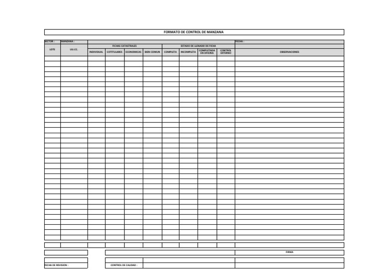 Control de Manzanas: Formato y Planilla | PDF