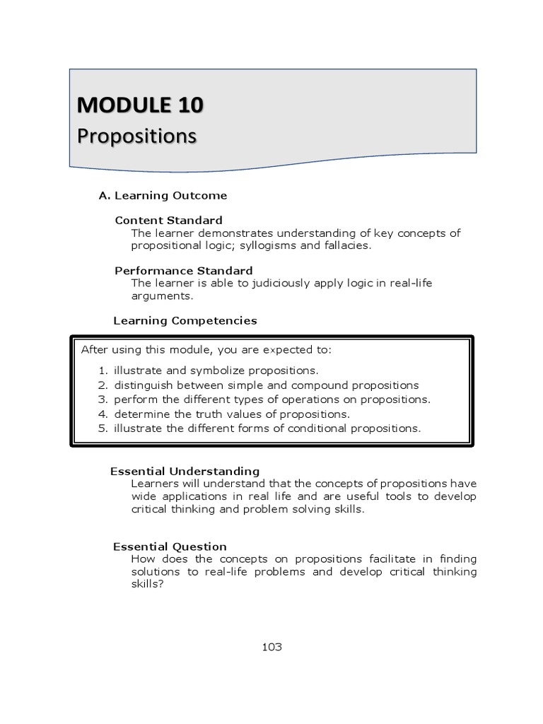Module10 GenMath | PDF | Proposition | Logic