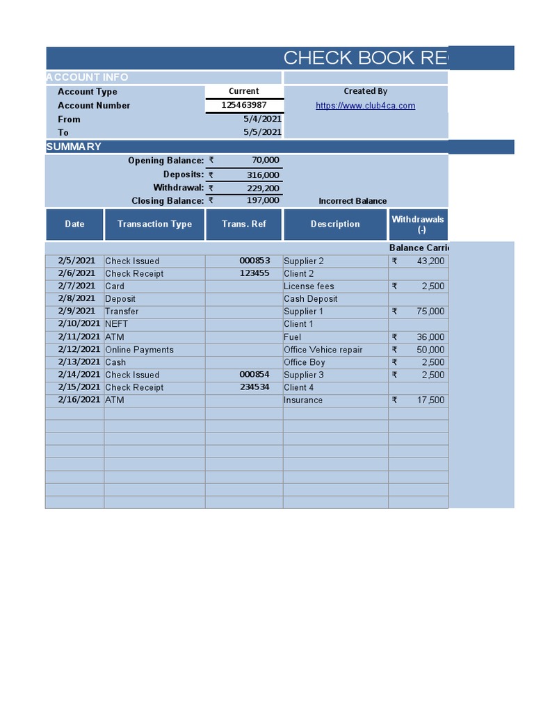 Checkbook Register Format | PDF | Deposit Account | Cheque