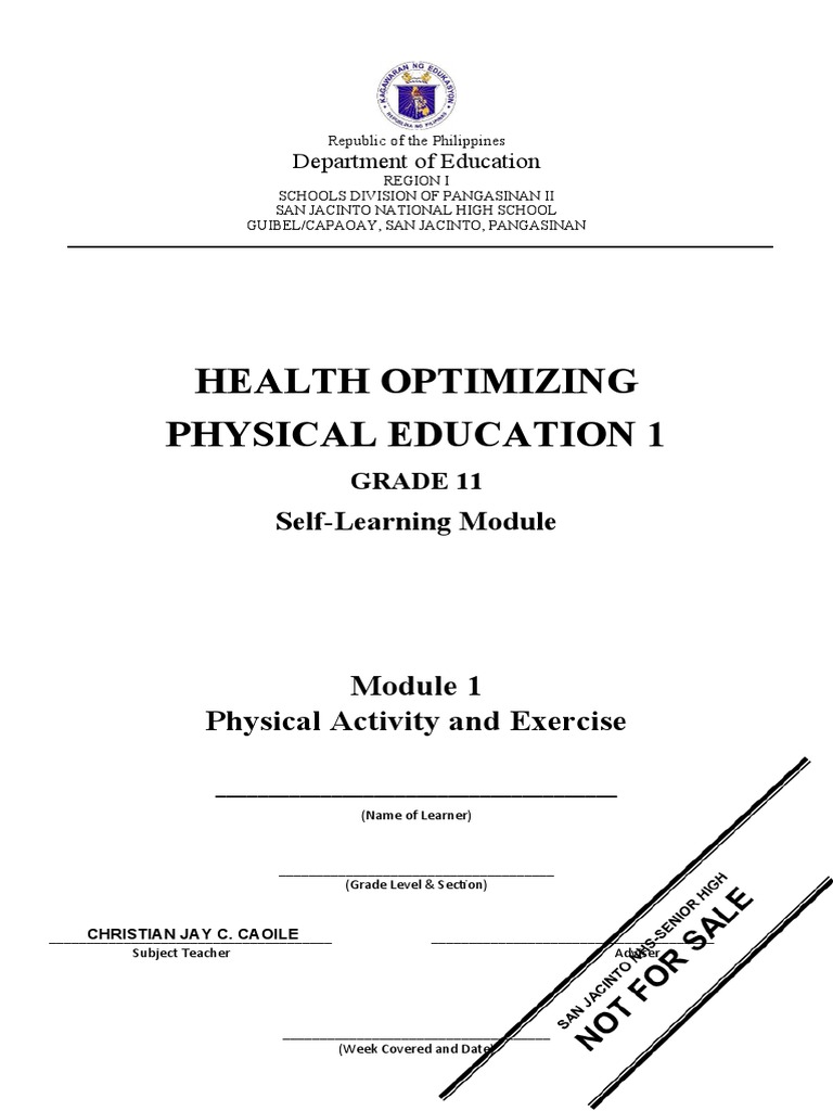 Health Optimizing Physical Education 1: Physical Activity and Exercise ...
