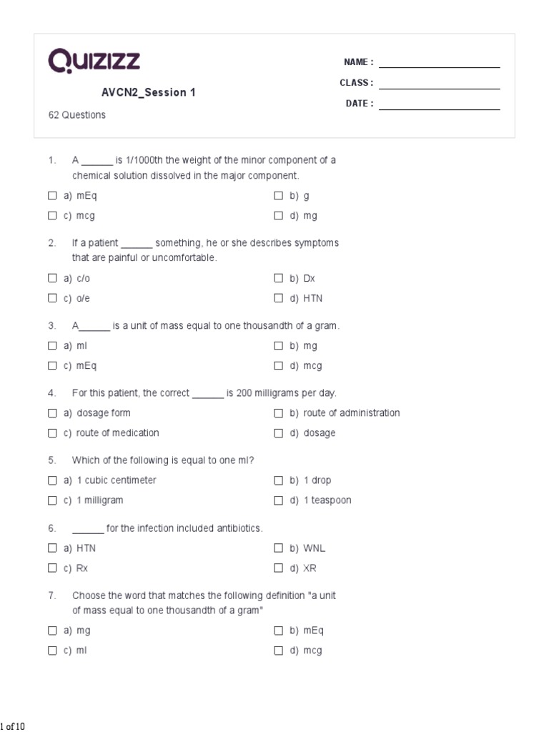 AVCN2 Session 1 | PDF | Dose (Biochemistry) | Chemistry