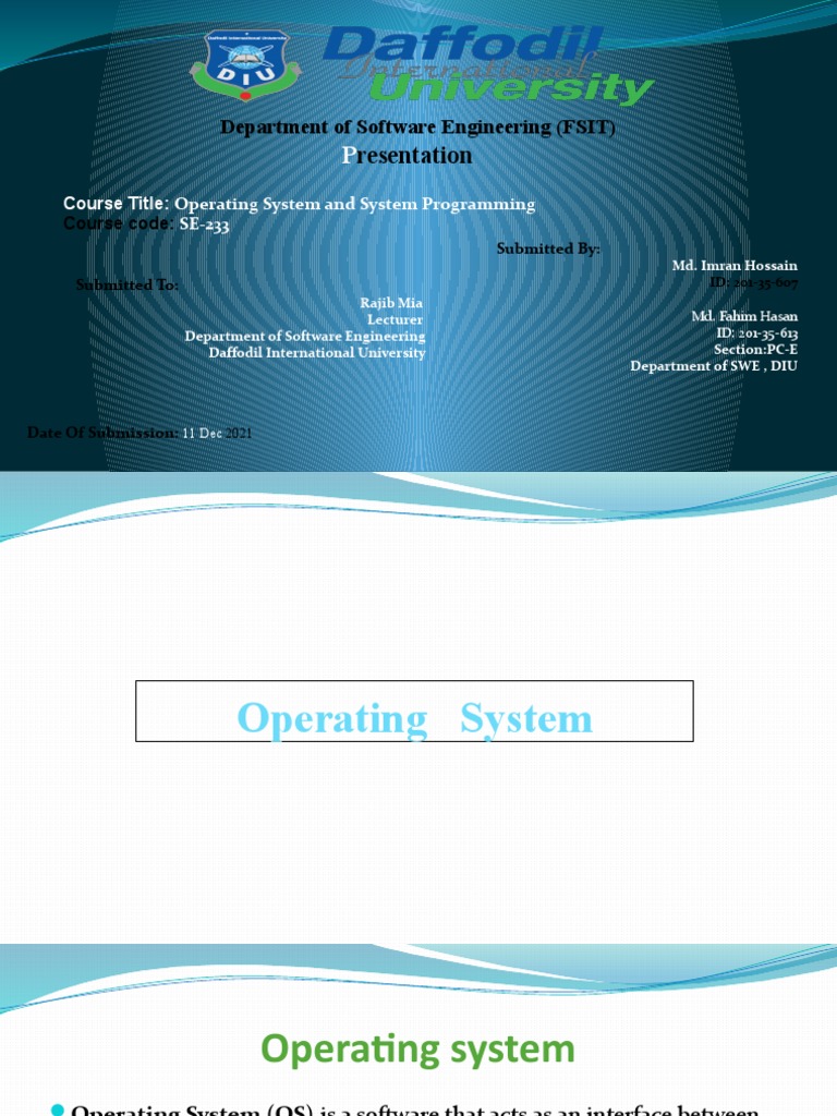 OS Presentation | PDF | Operating System | Software