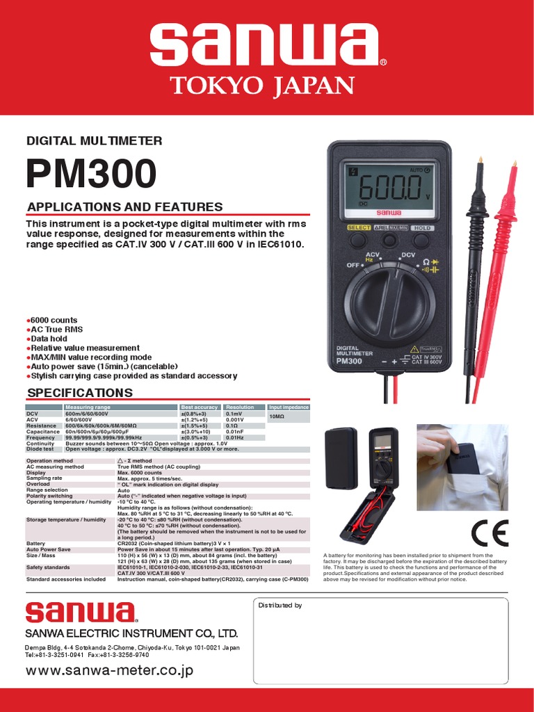 PM300 Digital Multimeter - 6000 Counts, True RMS, Data Hold | PDF ...