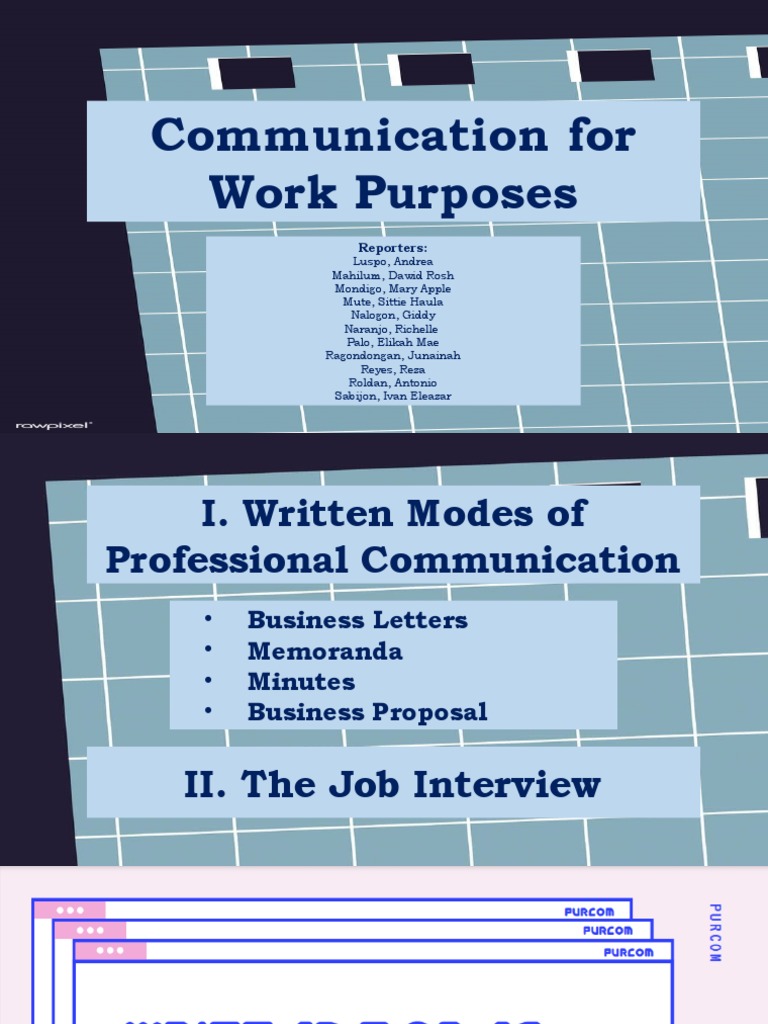 Communication For Work Purposes GROUP-4 | PDF