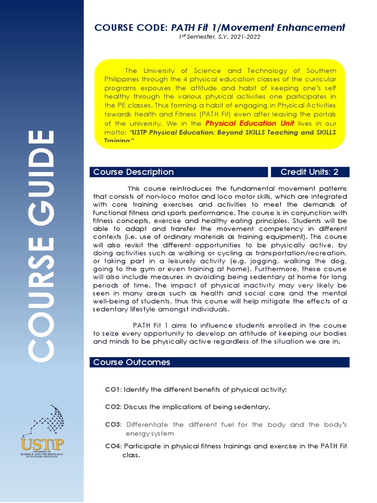 Course Guide in PATH Fit 1 1st Sem AY 2021 2022 1 | PDF | Physical ...
