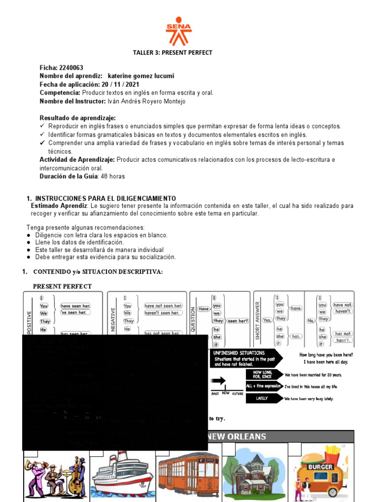 AP6 - AA3 - Taller 3 Present Perfect | PDF