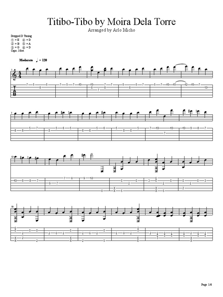 Titibo-Tibo by Moira Dela Torre Guitar Tabs | PDF | Musical Instruments ...