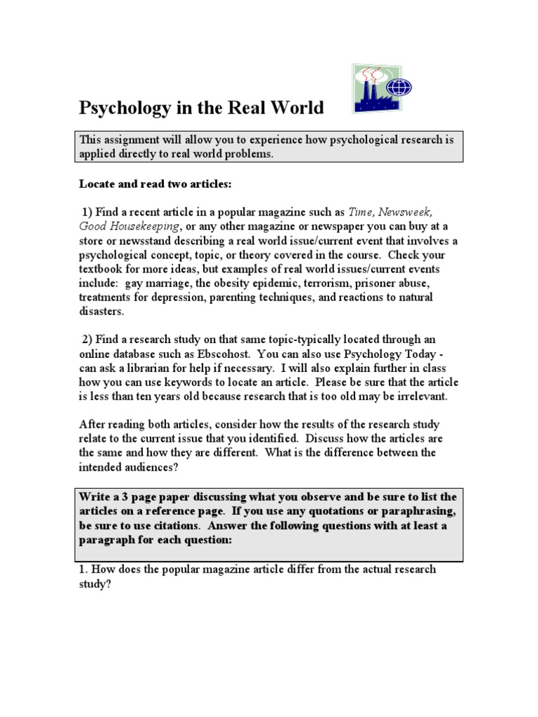 Psychology in The Real World | PDF | Newspapers | Reality