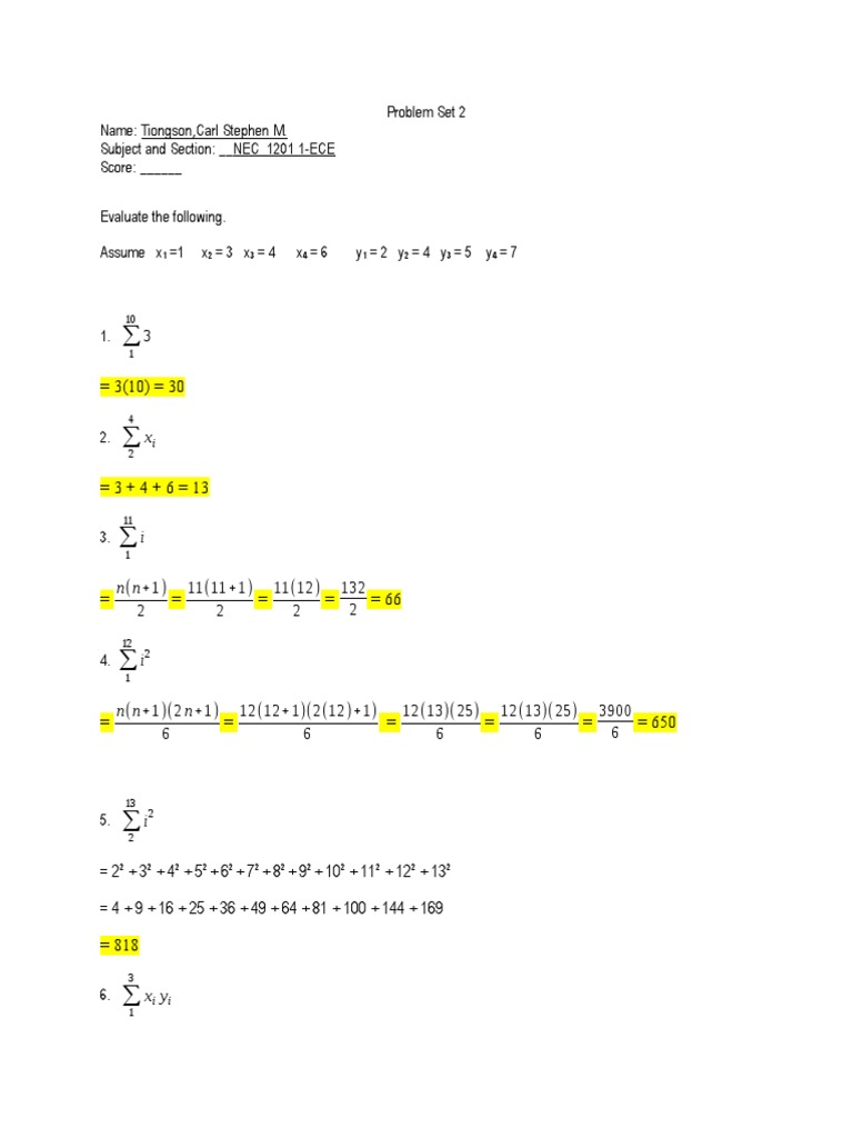 Calculus Problem Set Solutions | PDF