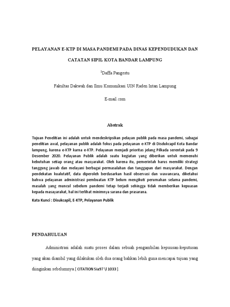 Pelayanan E-KTP di Bandar Lampung | PDF