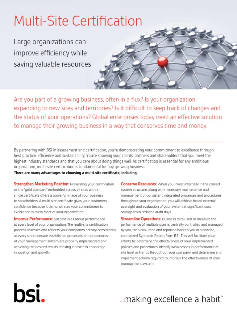 rBSI Multi Site Certification Brochure | PDF | Audit | Internal Audit