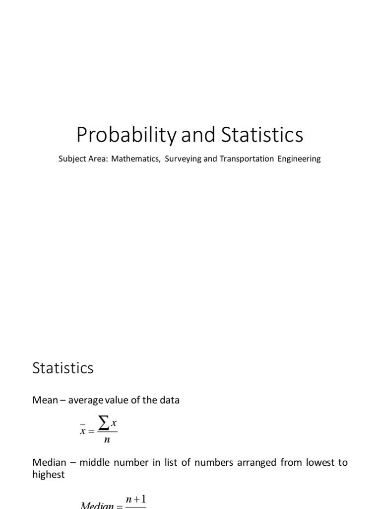 Probability and Statistics | PDF | Probability Distribution | Mode ...