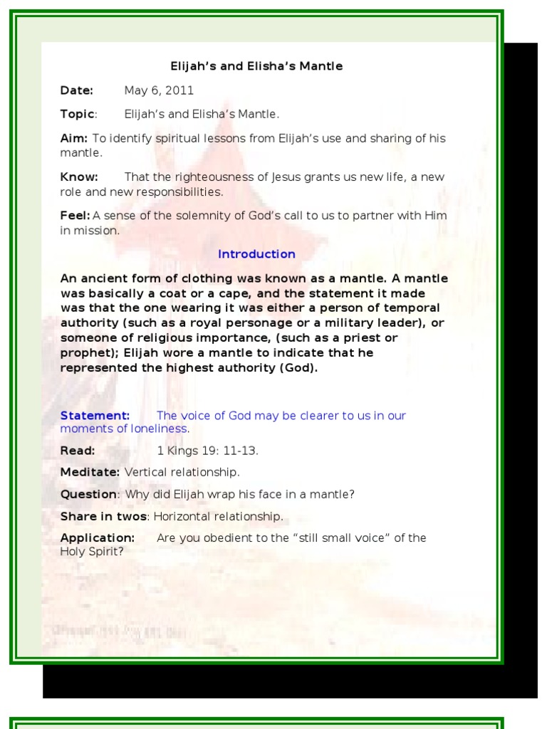 Understanding Elijah's Spiritual Mantle | PDF | Elijah | Jesus