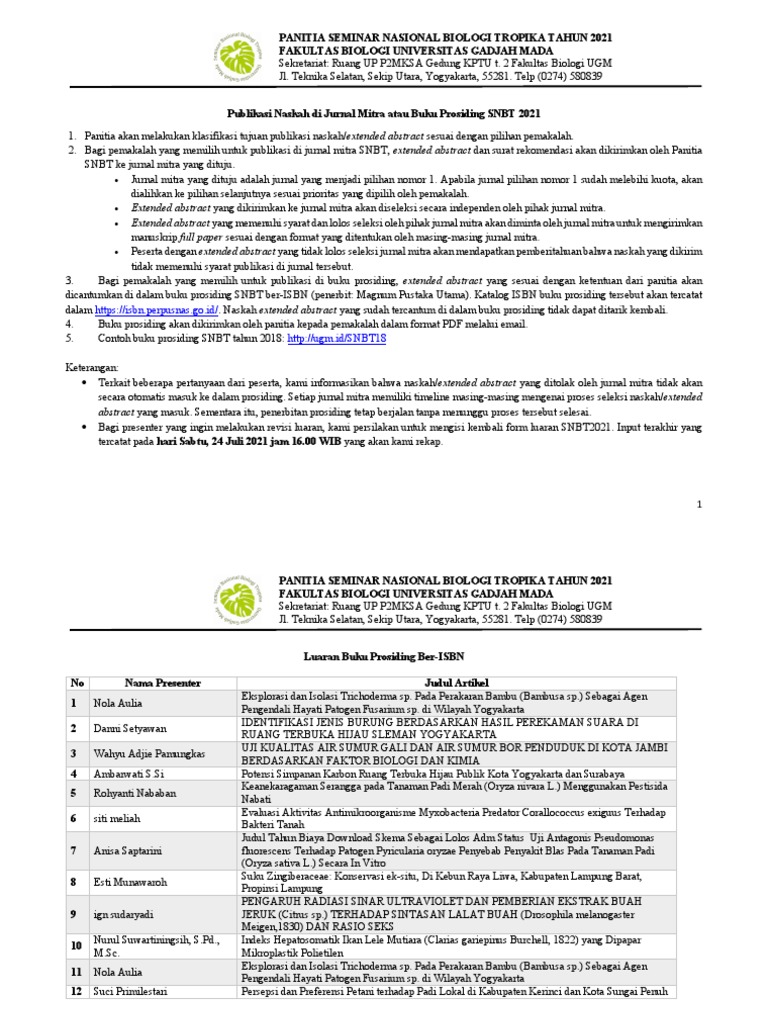 Rekap Luaran Publikasi SNBT | PDF | Sains & Matematika