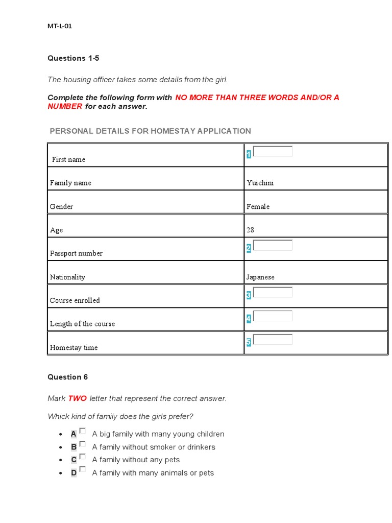 Homestay Application Form | PDF | Travel Visa