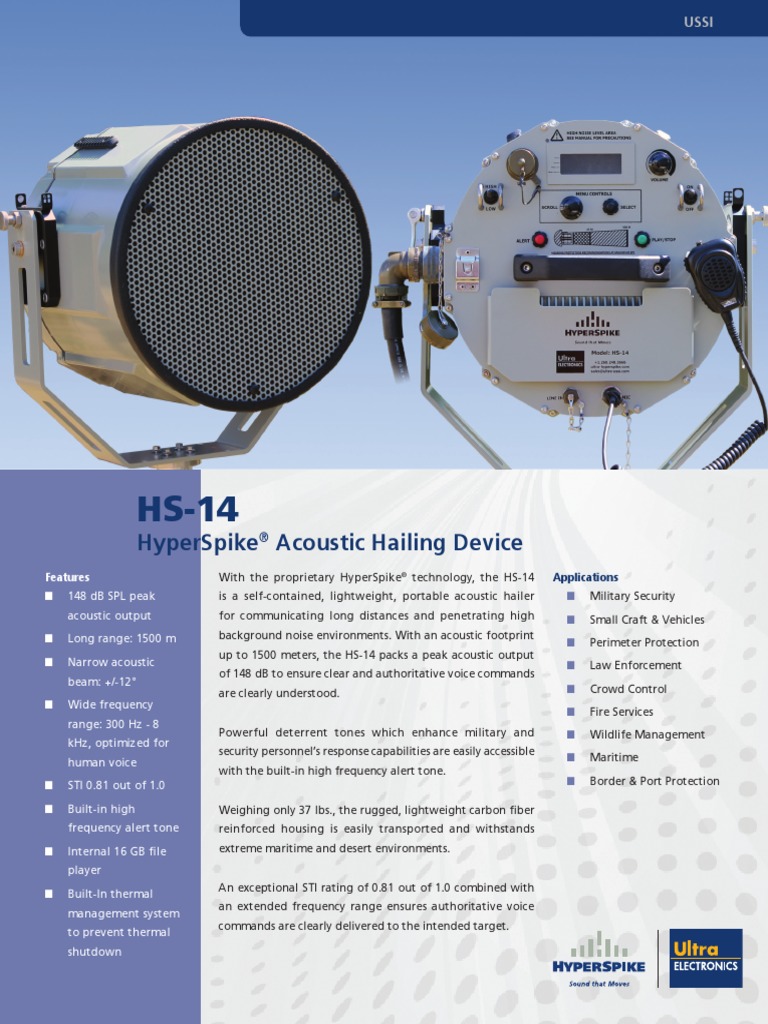 Hyperspike Acoustic Hailing Device: Features | PDF | Sound | Electronics