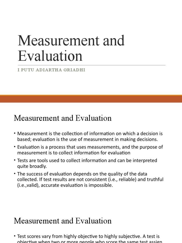 Measurement and Evaluation | PDF | Evaluation | Measurement