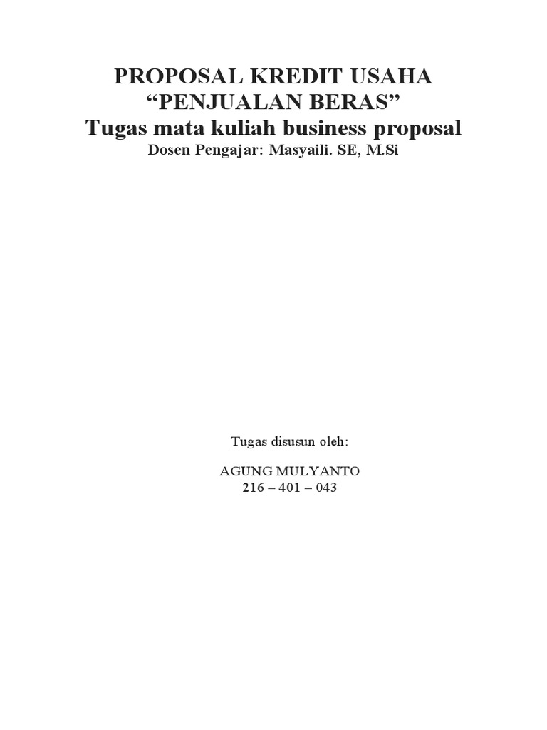 Proposal Kredit Usaha | PDF | Bisnis | Pengelolaan Keuangan & Uang