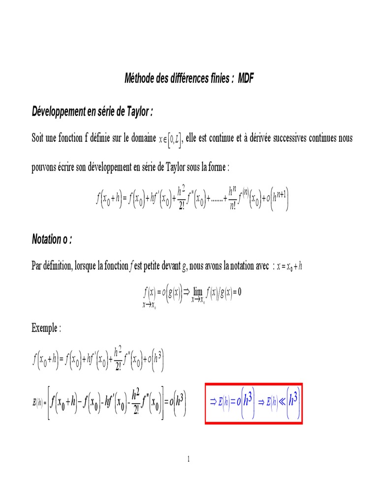 NF04 - Cours 2 - Méthode Des Différences Finis (MDF) | PDF | Fonction (Mathématiques) | Analyse ...