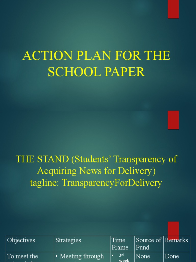School Paper Action Plan Overview | PDF | Communication | Public Sphere