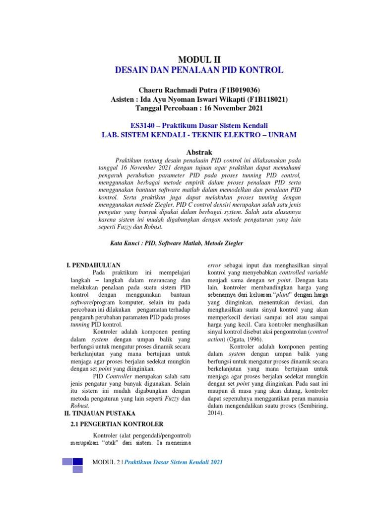 Praktikum Dsar Sistem Kendali - 2 | PDF