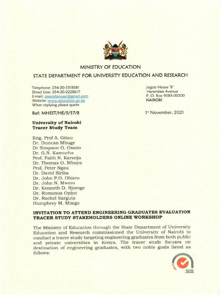 Letter To Uon Team | PDF
