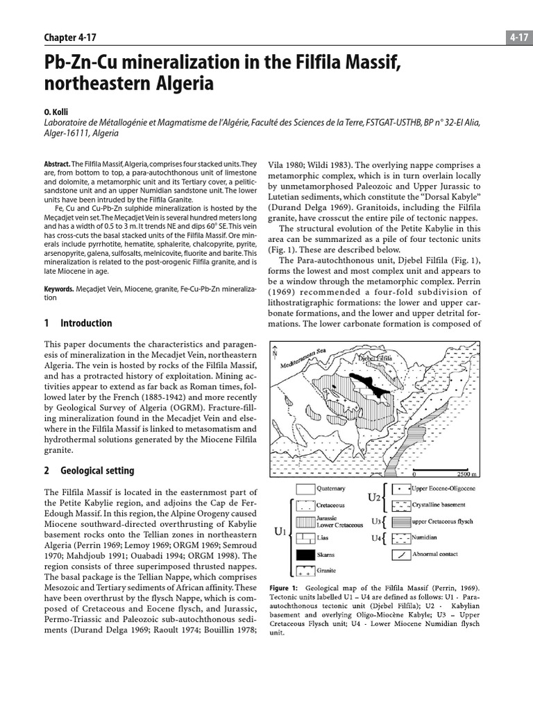 Pb-Zn-Cu Mineralization in The Filfila Massif, Northeastern Algeria ...