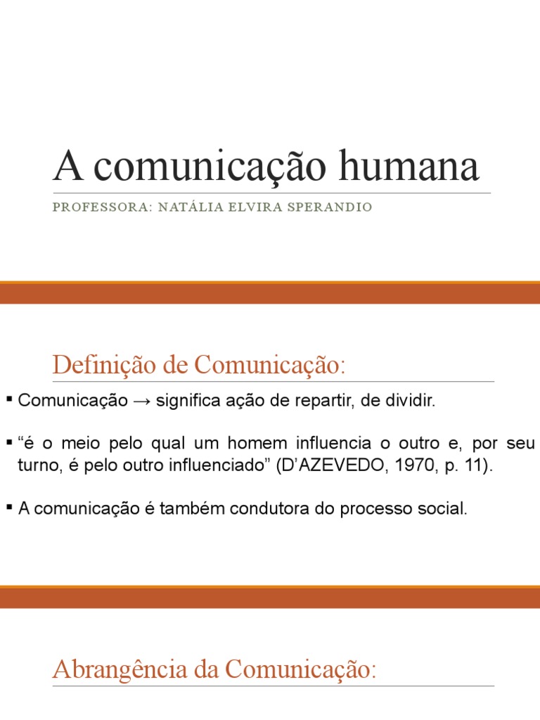 Tipos e Elementos da Comunicação Humana | PDF | Comunicação | Ciência ...