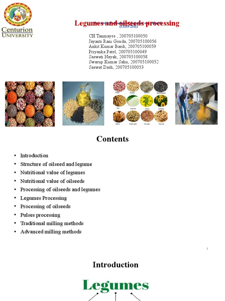 Legumes and Oilseeds Processing - Internal 2 | PDF | Legume | Vegetable Oil