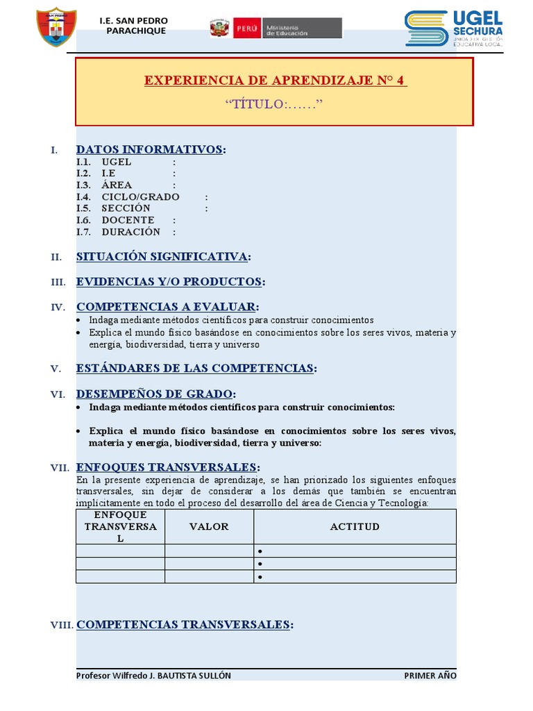 Esquema de Área Cyt-2021 | PDF | Aprendizaje | Evaluación