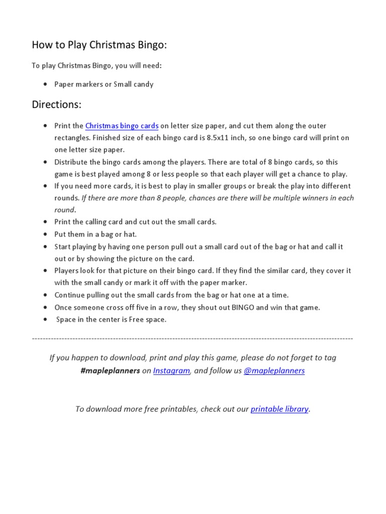 How To Play Christmas Bingo | PDF | Christmas | Santa Claus