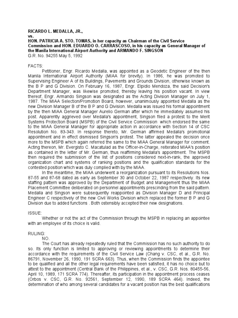 Medalla Vs Sto Tomas Case Digest | PDF | Mandamus | Public Law