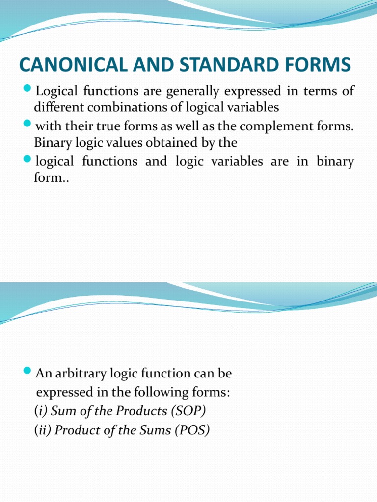 CANONICAL AND STANDARD FORMS by RK | PDF | Logic | Abstract Algebra