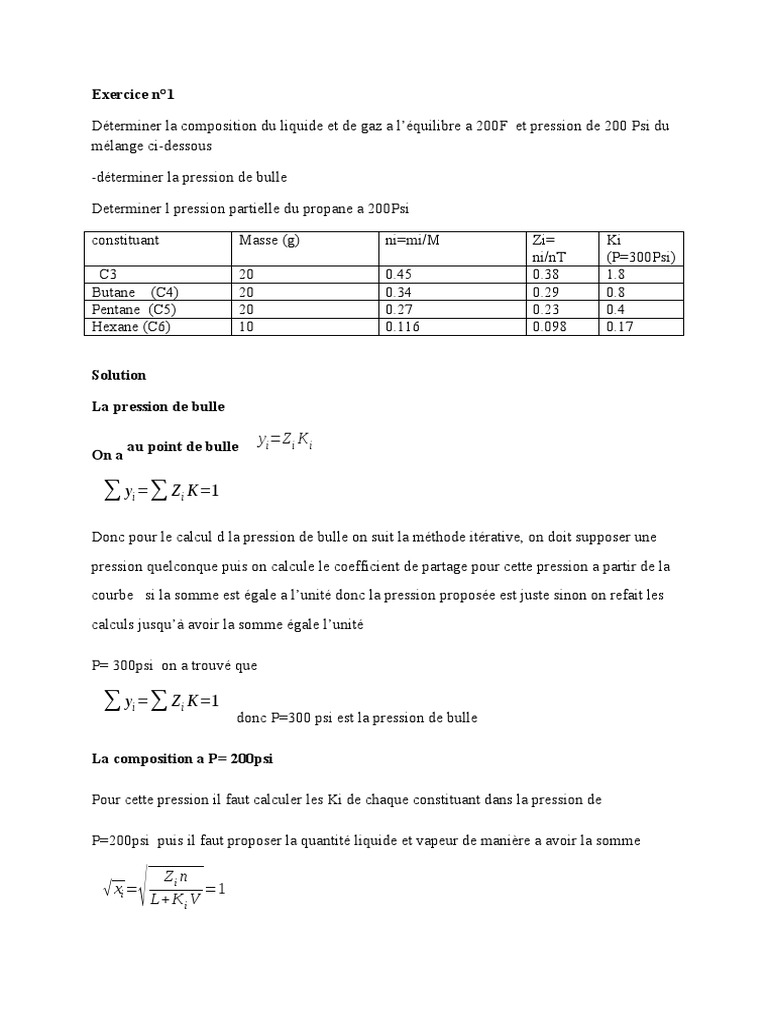 Calculs d'équilibre liquide-gaz et équations d'état | PDF | Pression ...