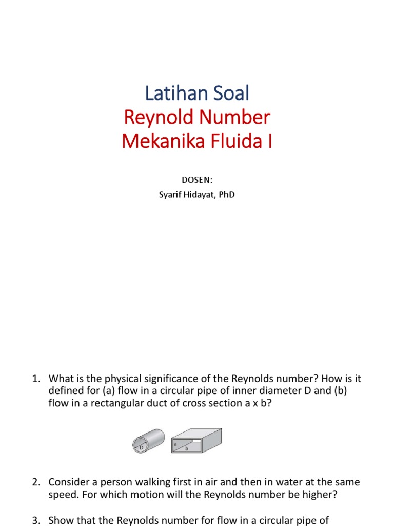 Latihan Soal Bilangan Reynolds Mekanika Fluida | PDF