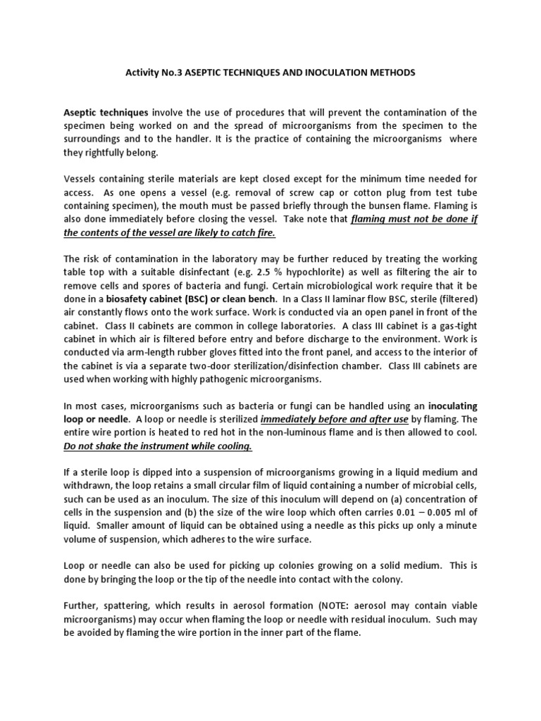 Aseptic Techniques Pdf Growth Medium Sterilization Microbiology