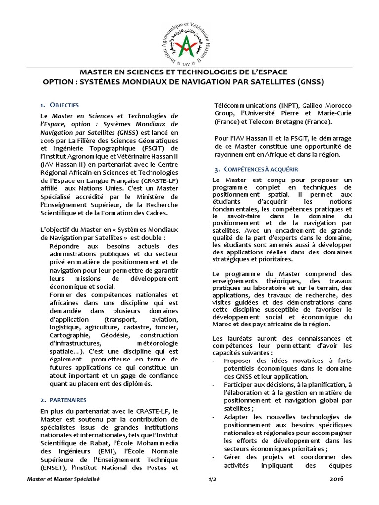 Master GNSS - FSGIT IAV H2 | PDF | Géographie | Satellite