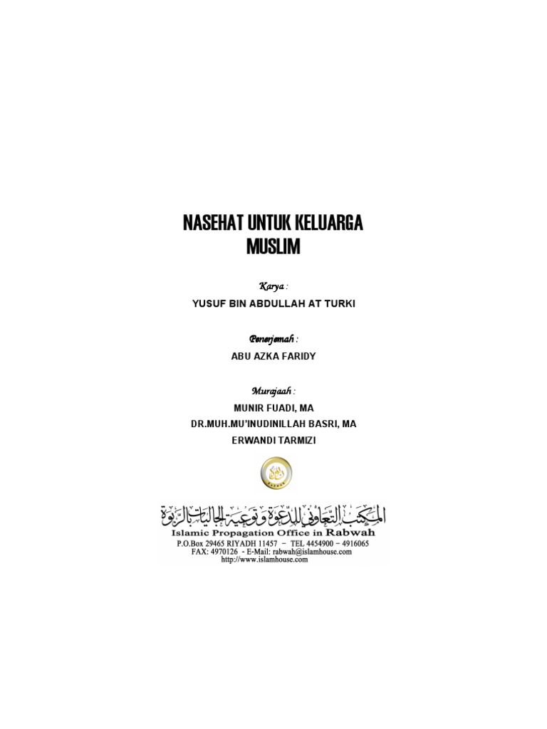Beberapa Nasehat Untuk Keluarga Muslim | PDF