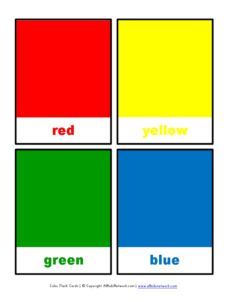 Color Flashcards Red Yellow Green Blue | PDF