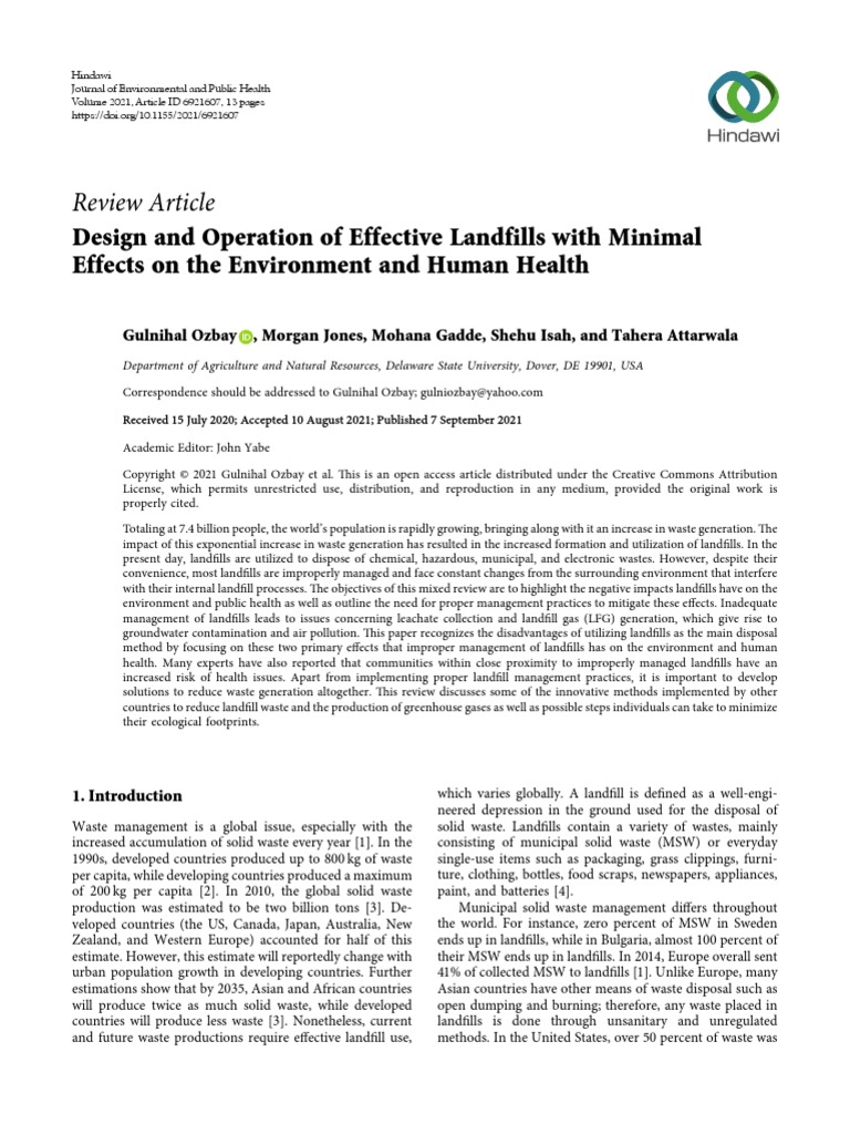 Review Article: Design and Operation of Effective Landfills With ...