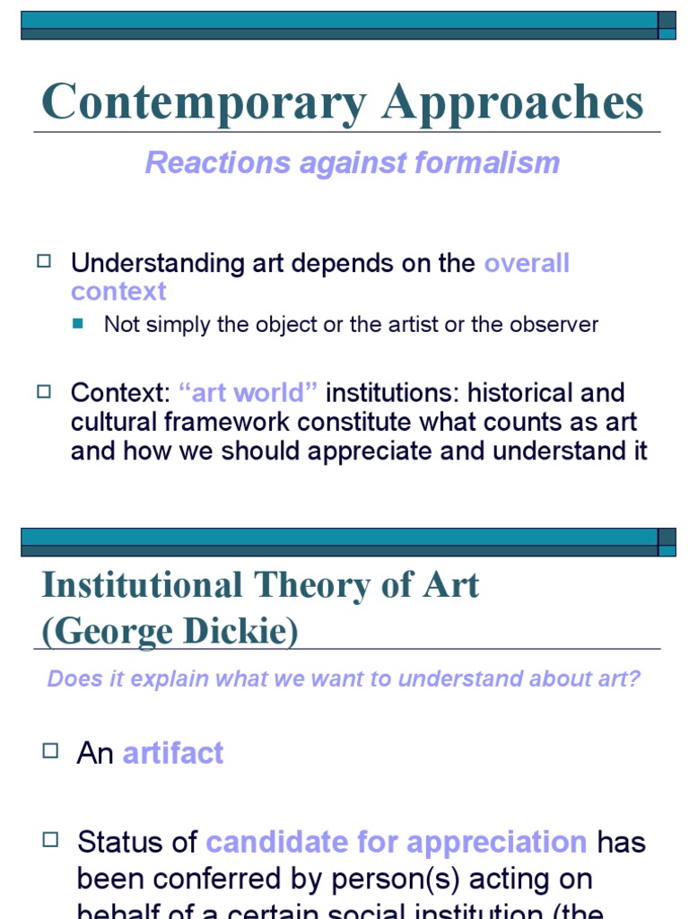 Contemporary Approaches Danto Adn Dickie Theories | PDF